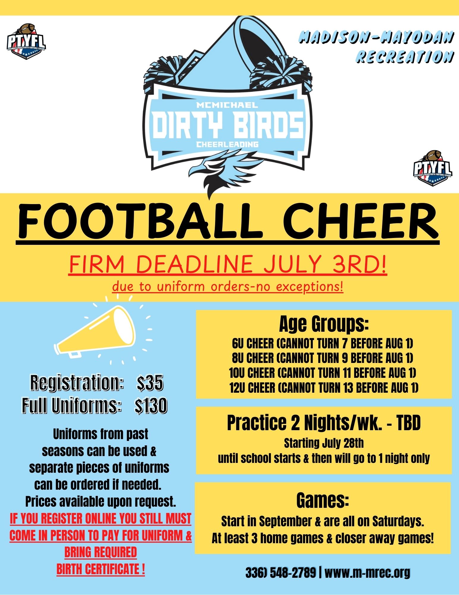 Dirty Bird Cheerleading – Madison-Mayodan Recreation